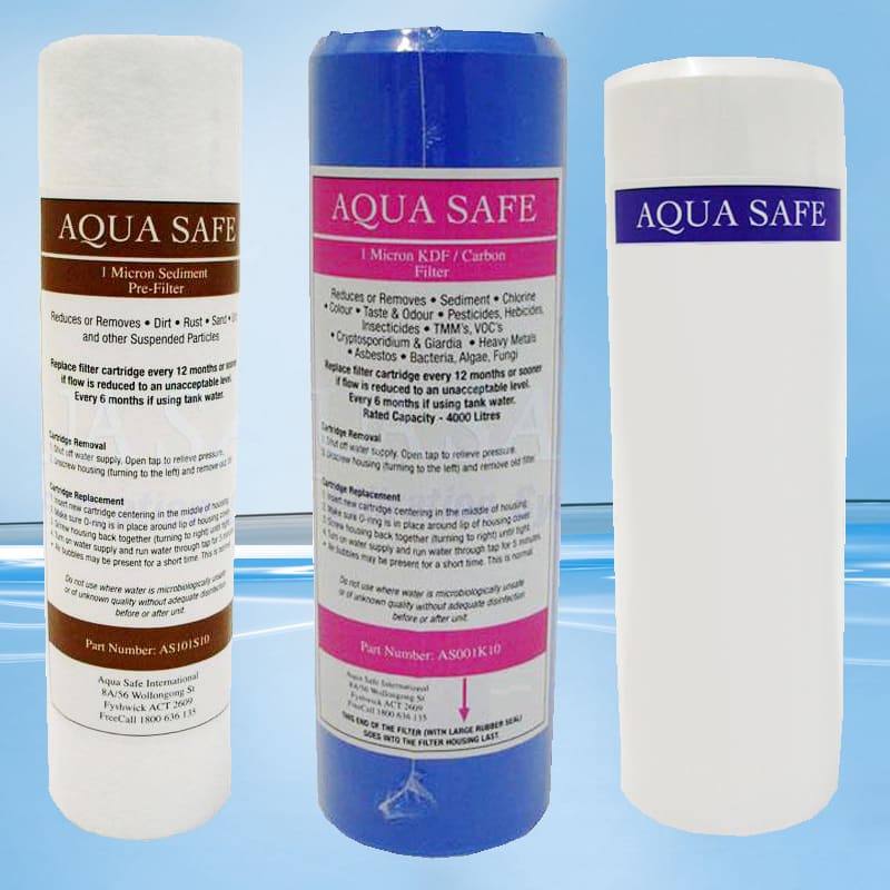 AquaSafe 3x 10" Cartridge Set (Sediment/Chemical, Heavy Metal and Fluoride)